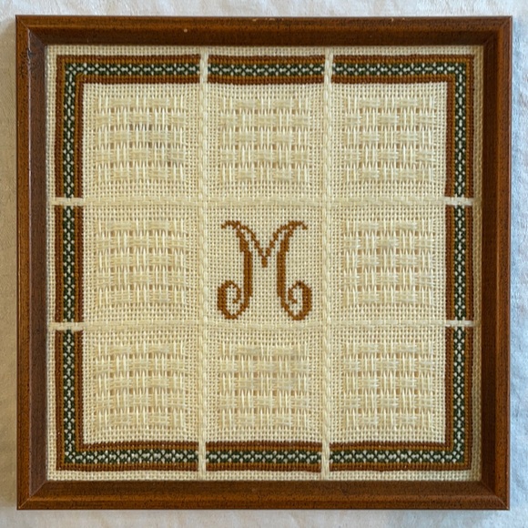 Vintage | Wall Decor | Vtg Framed Letter M Needlepoint | Poshmark